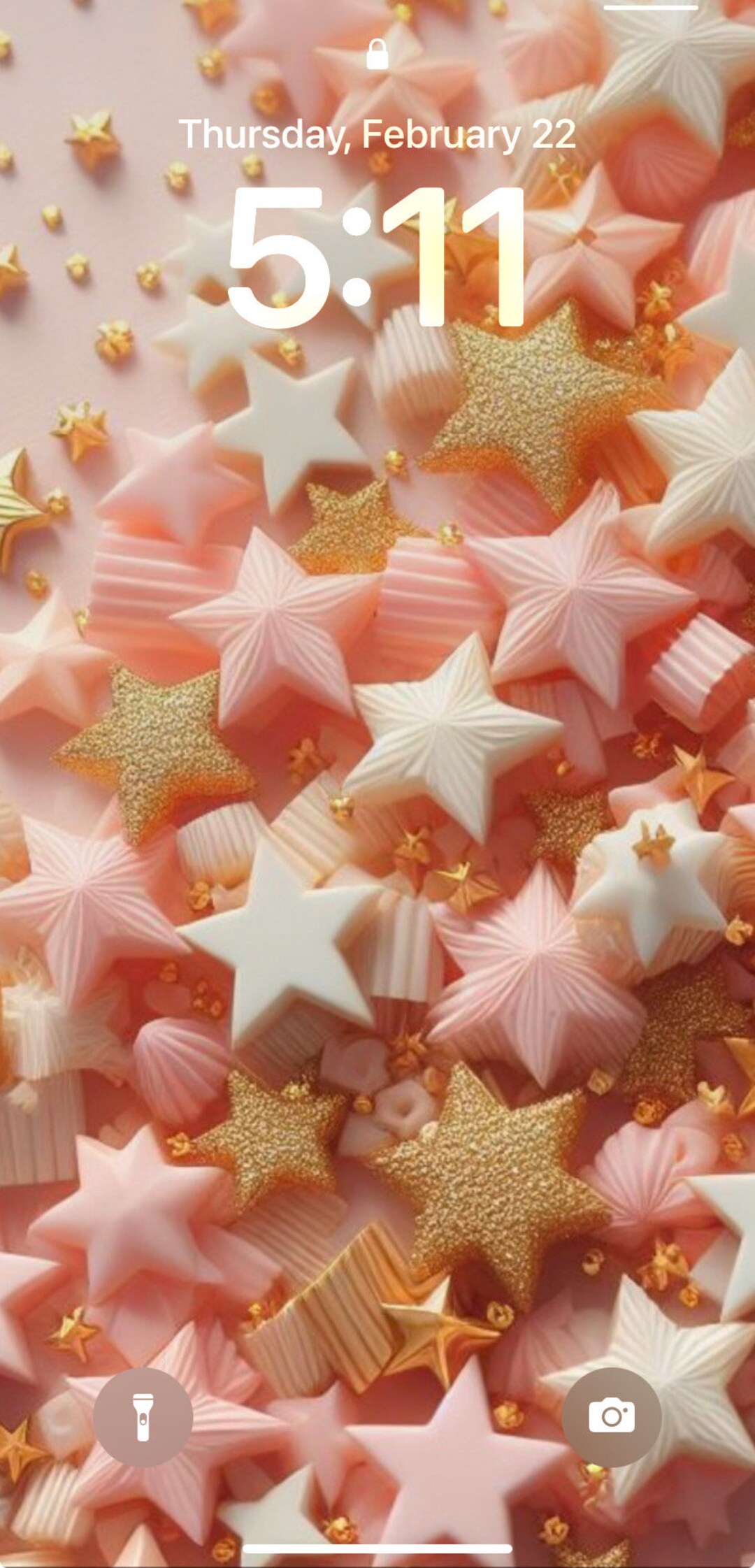 Pink and Gold 3d Stars With Glitter iPhone Wallpaper Lock Screen ...