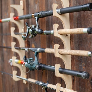 Fishing Rod Stand, Reel Wall Stand, Casting Rod Display, Wall Fishing ...