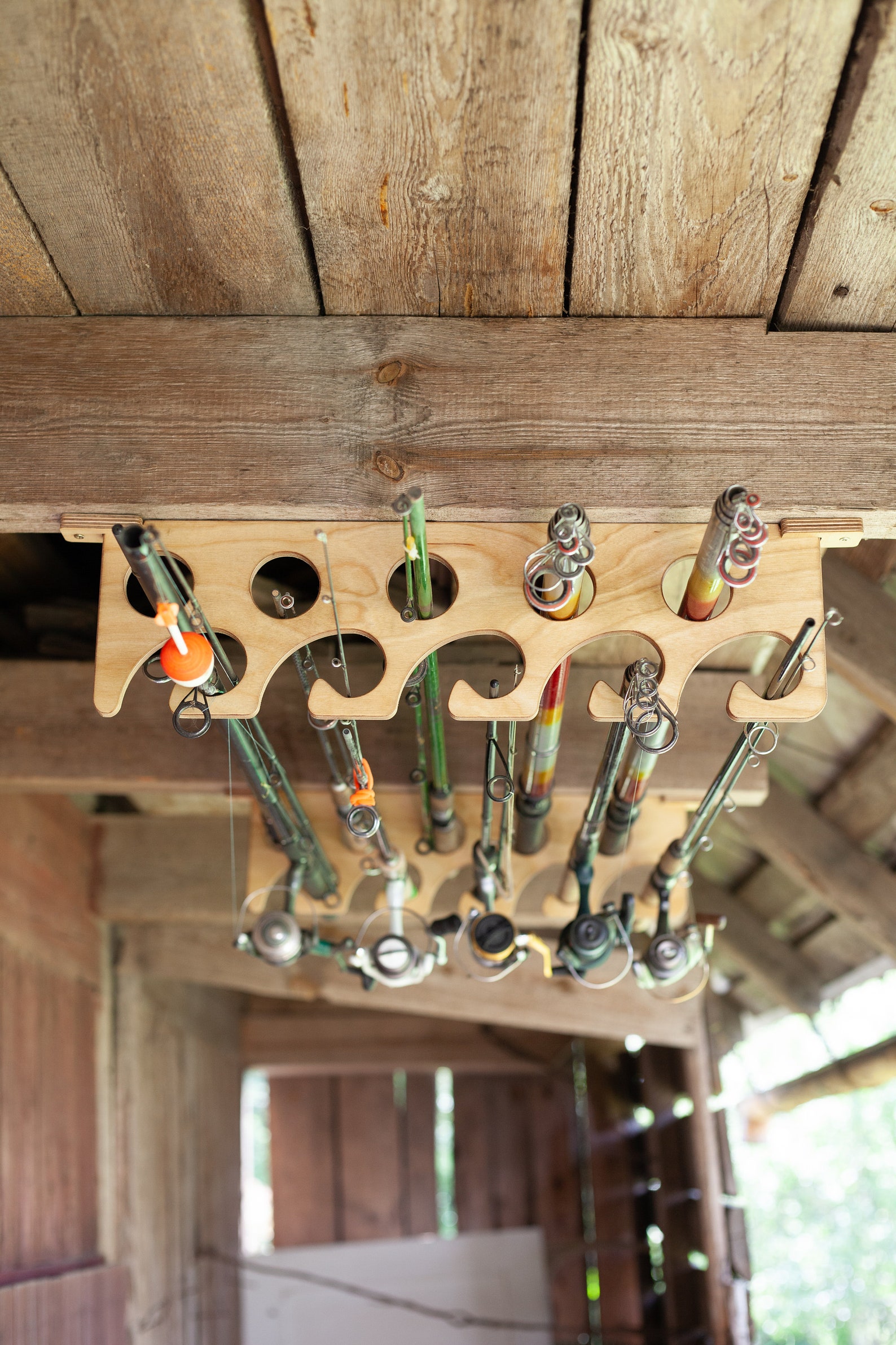 Rod Wall Rack for 10 Rods Pole Organizer Ceiling Fishing Storage ...