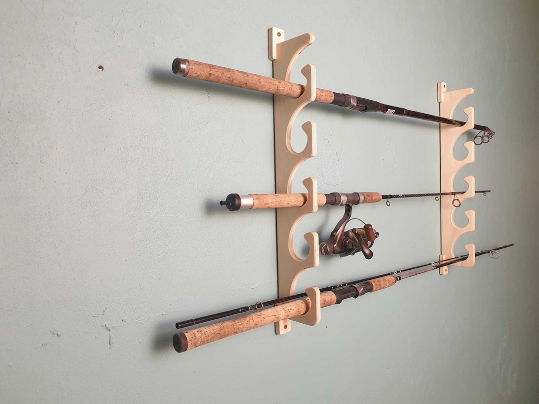 Gift for Fisherman Fishing Rod Wall Rack for 5 Rods Wall - Etsy