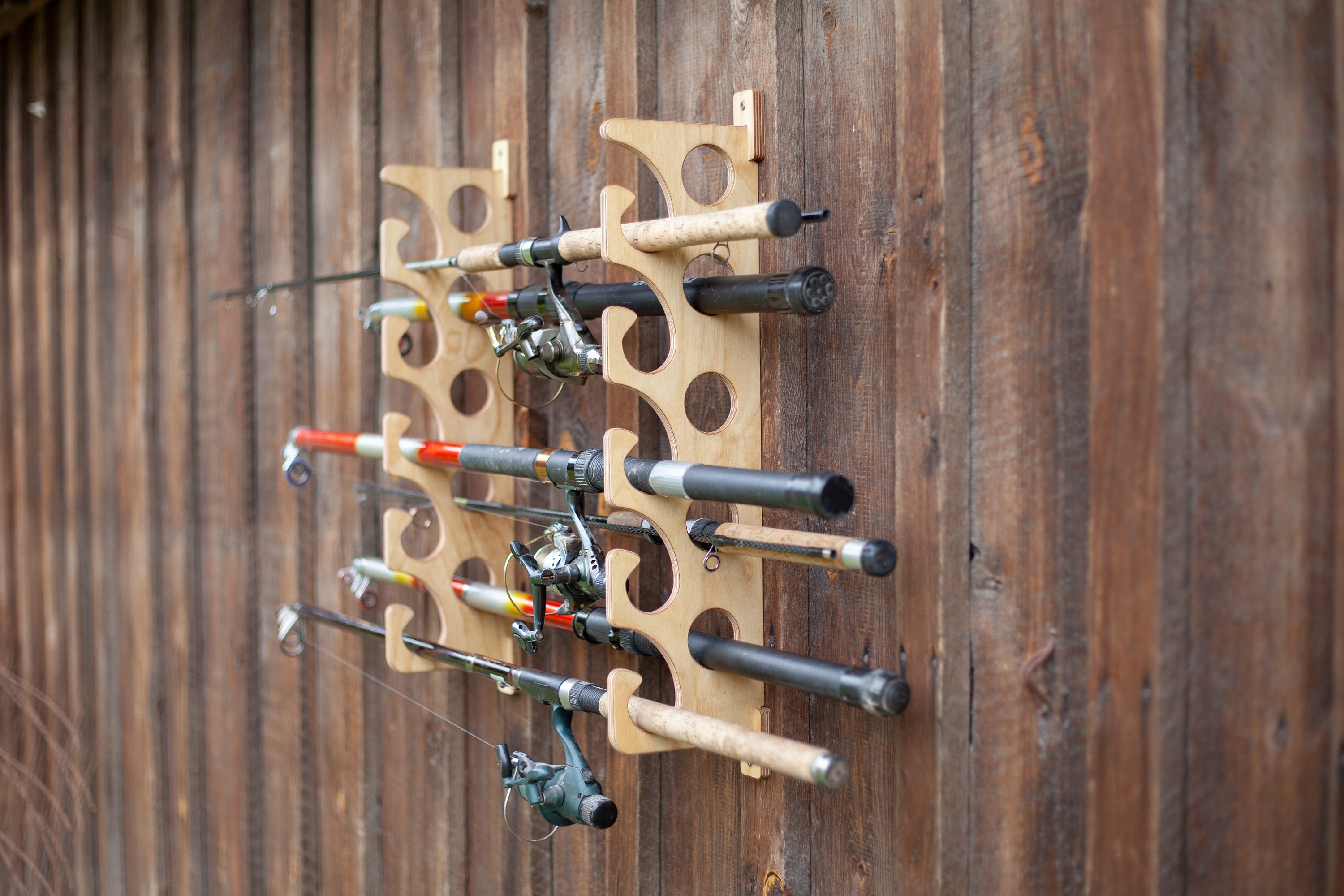 Ceiling Fishing Rod Wall Rack for 10 Rods | Wall Stand | Pole Organizer ...