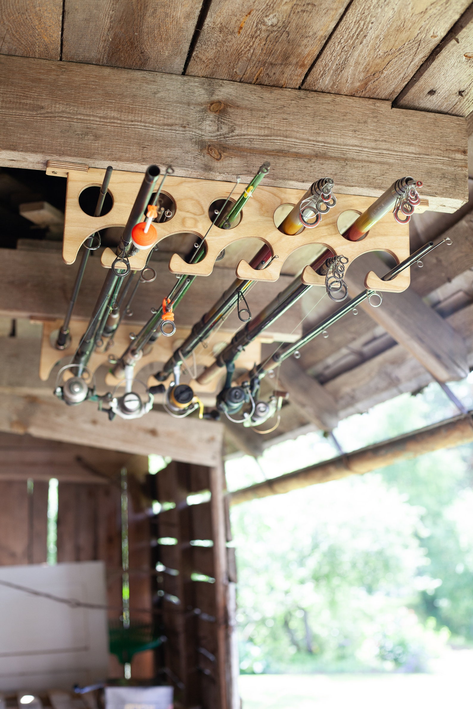 Rod Wall Rack for 10 Rods Pole Organizer Ceiling Fishing Storage ...