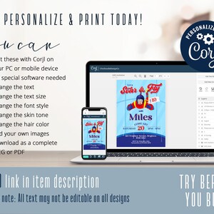 Indoor Skydiving Party Invitation DIGITAL Printable DIY Editable ...