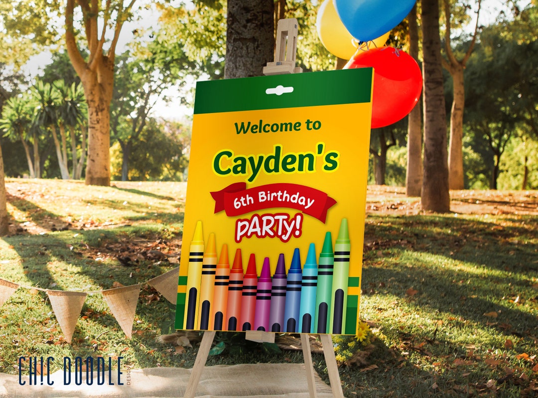 Crayon Art Party Welcome Sign 8.5x11 12x18 18x24 20x30 DIGITAL ...