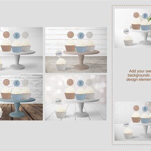 Mockup Scene Cupcake Toppers and Wrappers Mockup PSD Photoshop Front ...