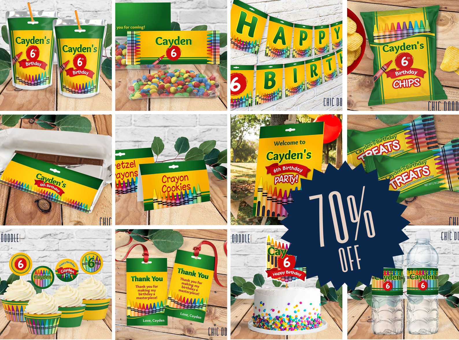 Crayon Art Party Mega Bundle DIGITAL Printable Editable Instant ...