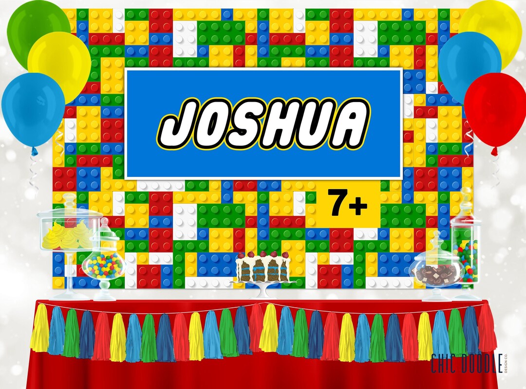 Building Blocks Party Backdrop DIGITAL Printable Editable Instant ...