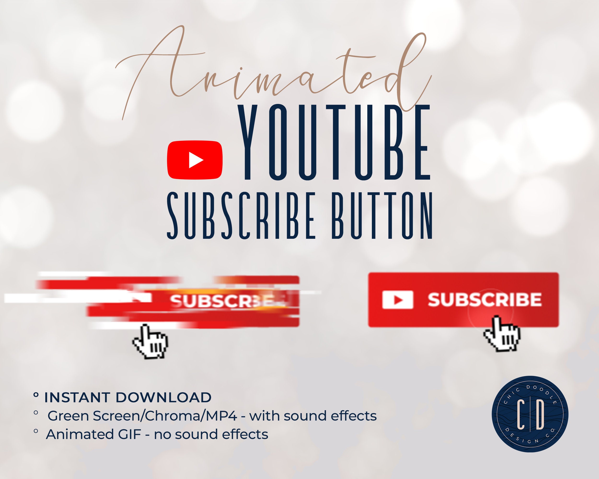 INSTANT DOWNLOAD Youtube Subscribe Button Animated - Etsy