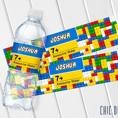 Building Blocks Water Bottle Labels DIGITAL Printable - Etsy