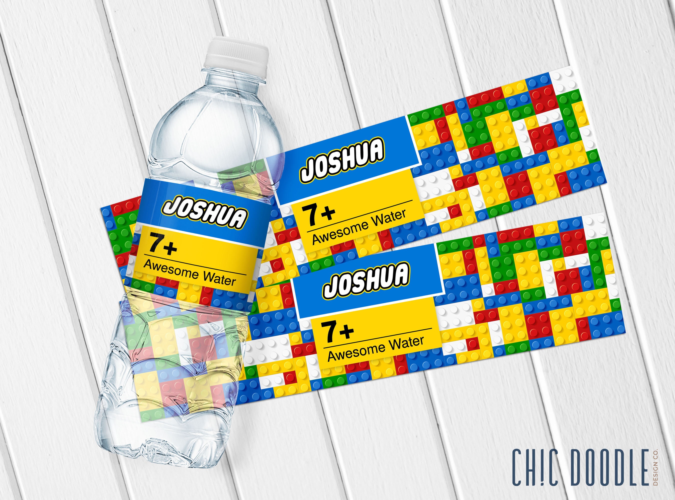 Building Blocks Water Bottle Labels DIGITAL Printable Editable Instant ...