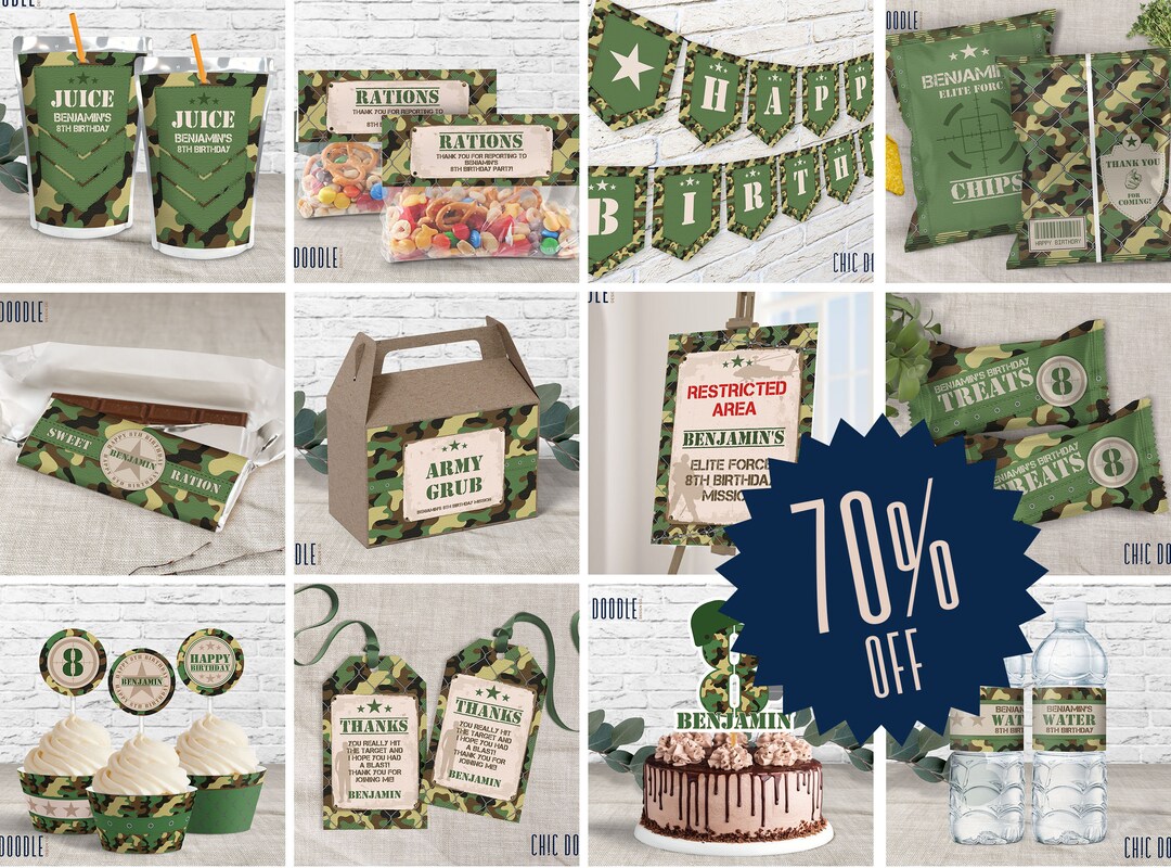 Army Military Camouflage Party Mega Bundle DIGITAL Printable Editable ...