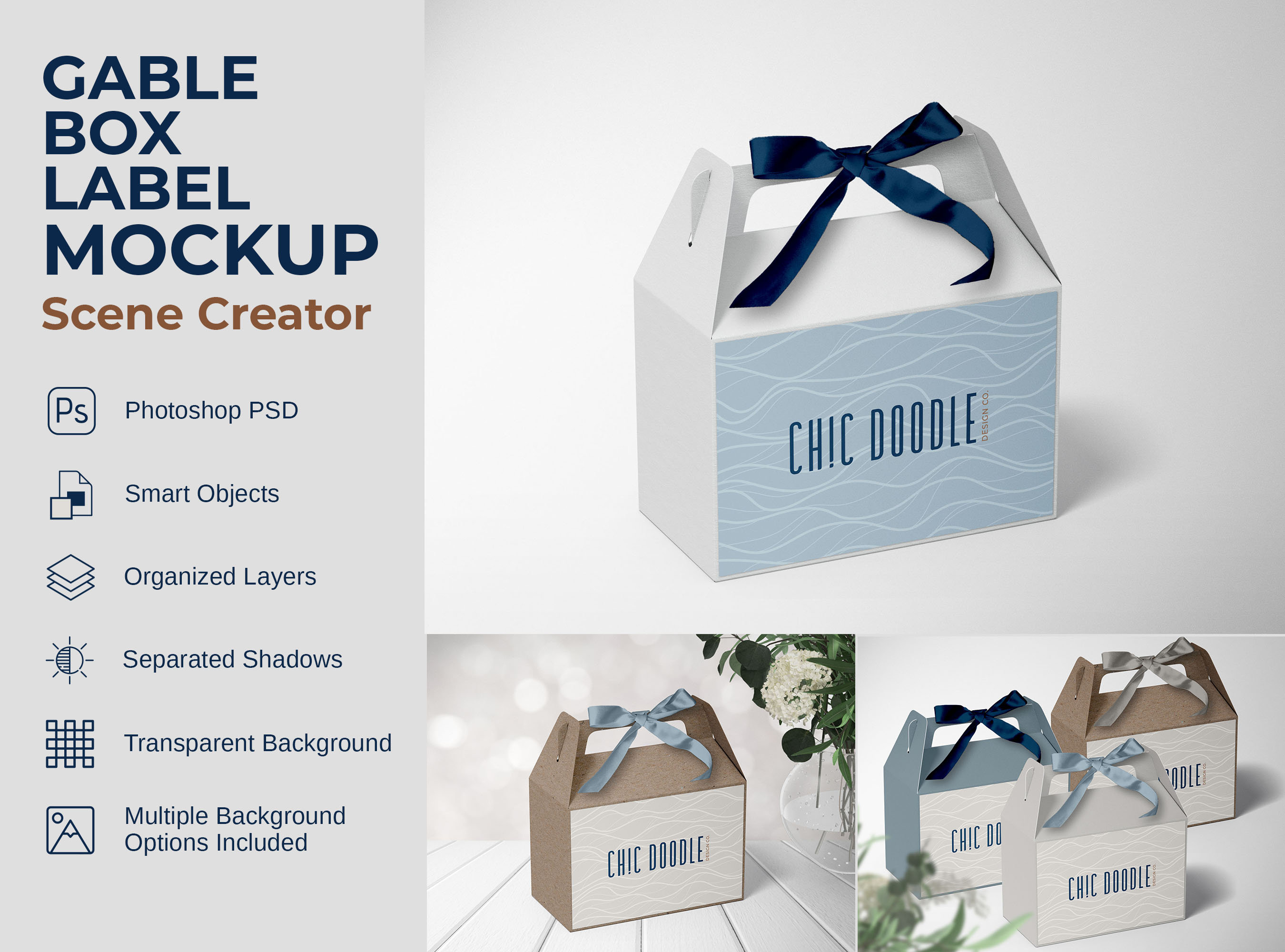 Gable Box Label Mockup Scene Mockup PSD Photoshop - Etsy