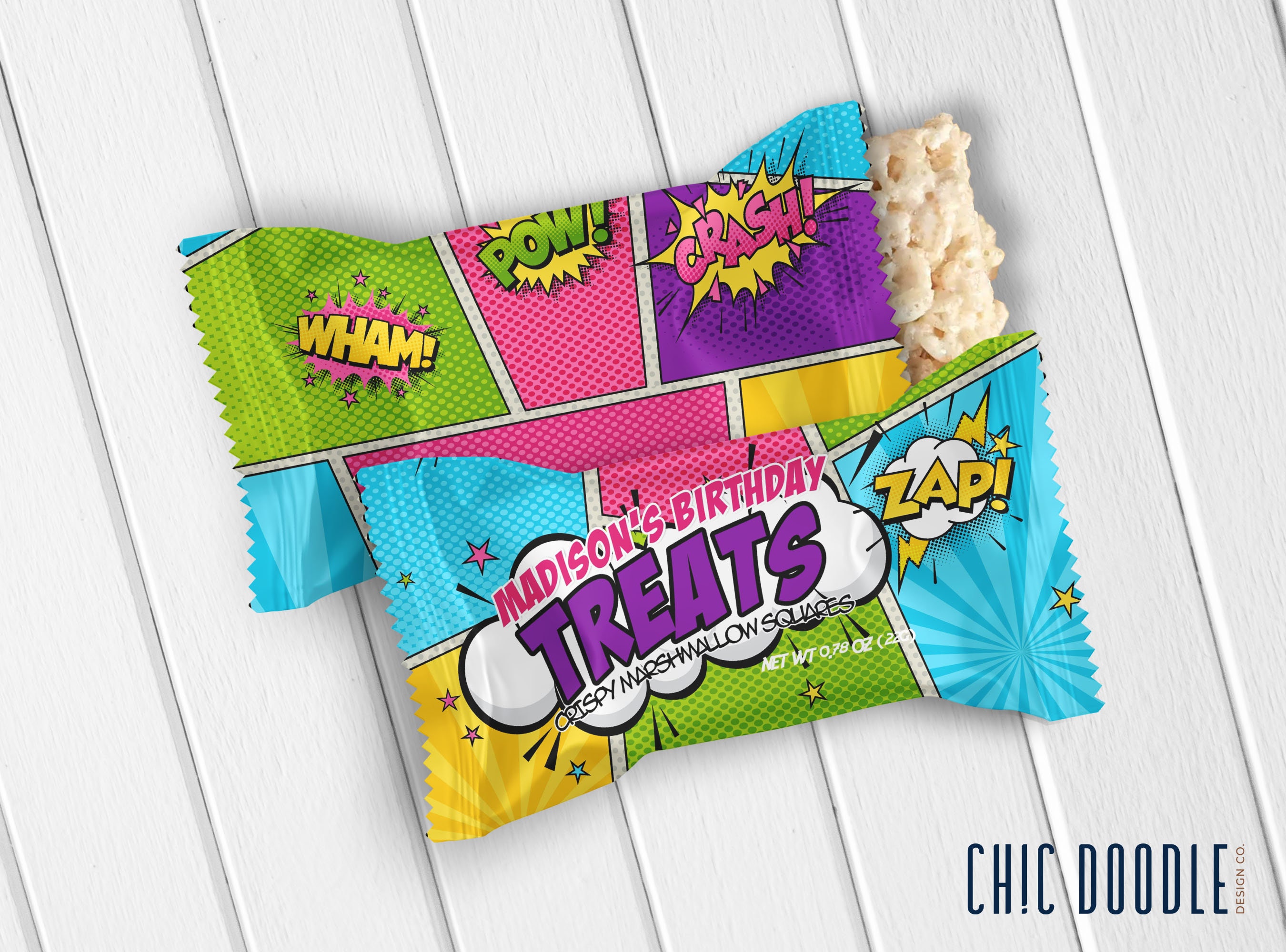 Pop Art Superhero Comic Rice Krispies 78 Oz Treat Wrappers - Etsy