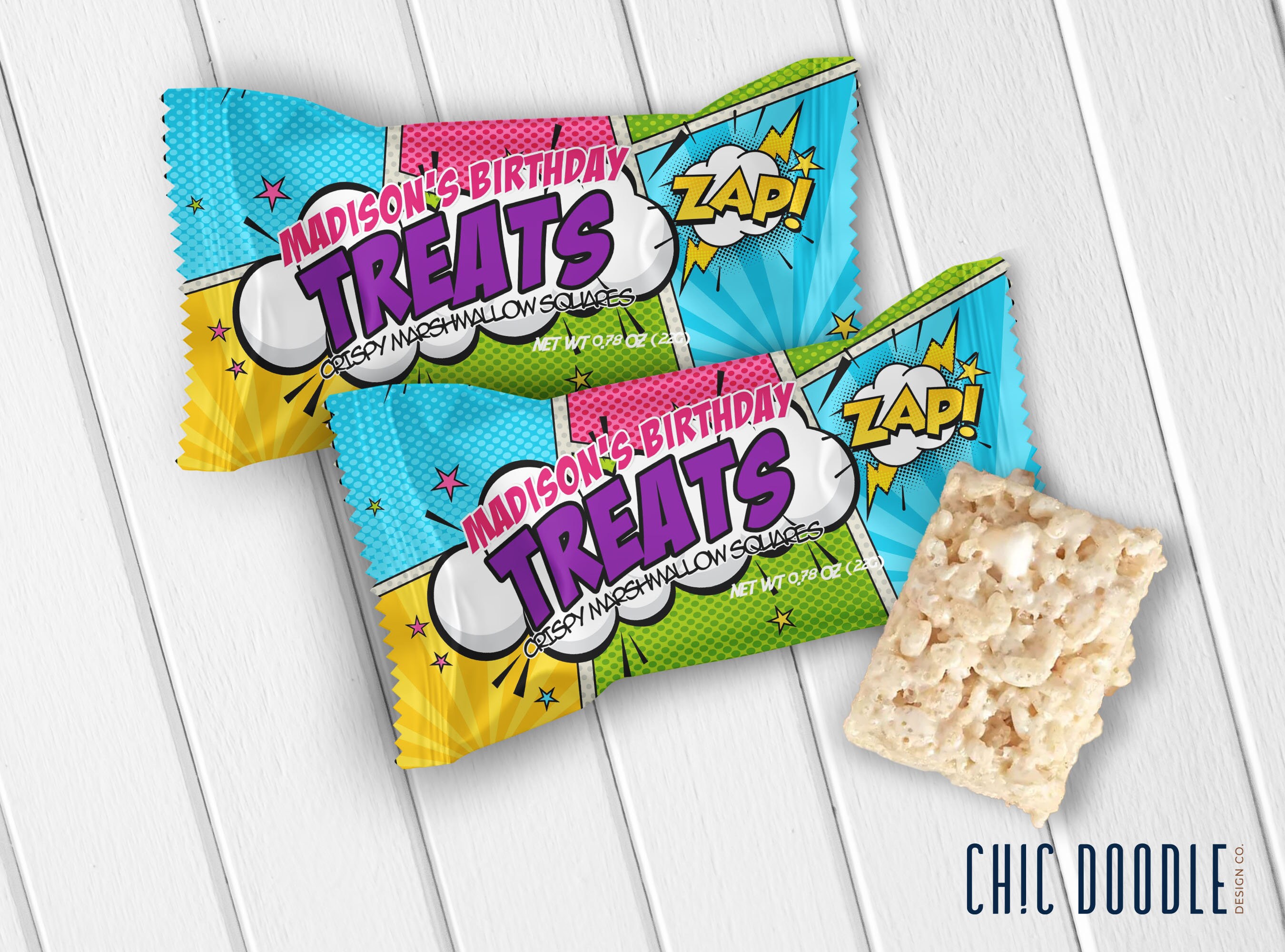 Pop Art Superhero Comic Rice Krispies 78 Oz Treat Wrappers DIGITAL ...