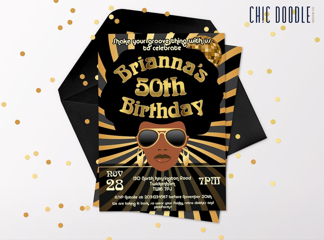 Soul Funk 70s Disco Party Invitation DIGITAL Printable DIY Editable ...