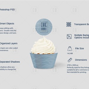 Mockup Scene Cupcake Toppers and Wrappers Mockup PSD Photoshop Front ...