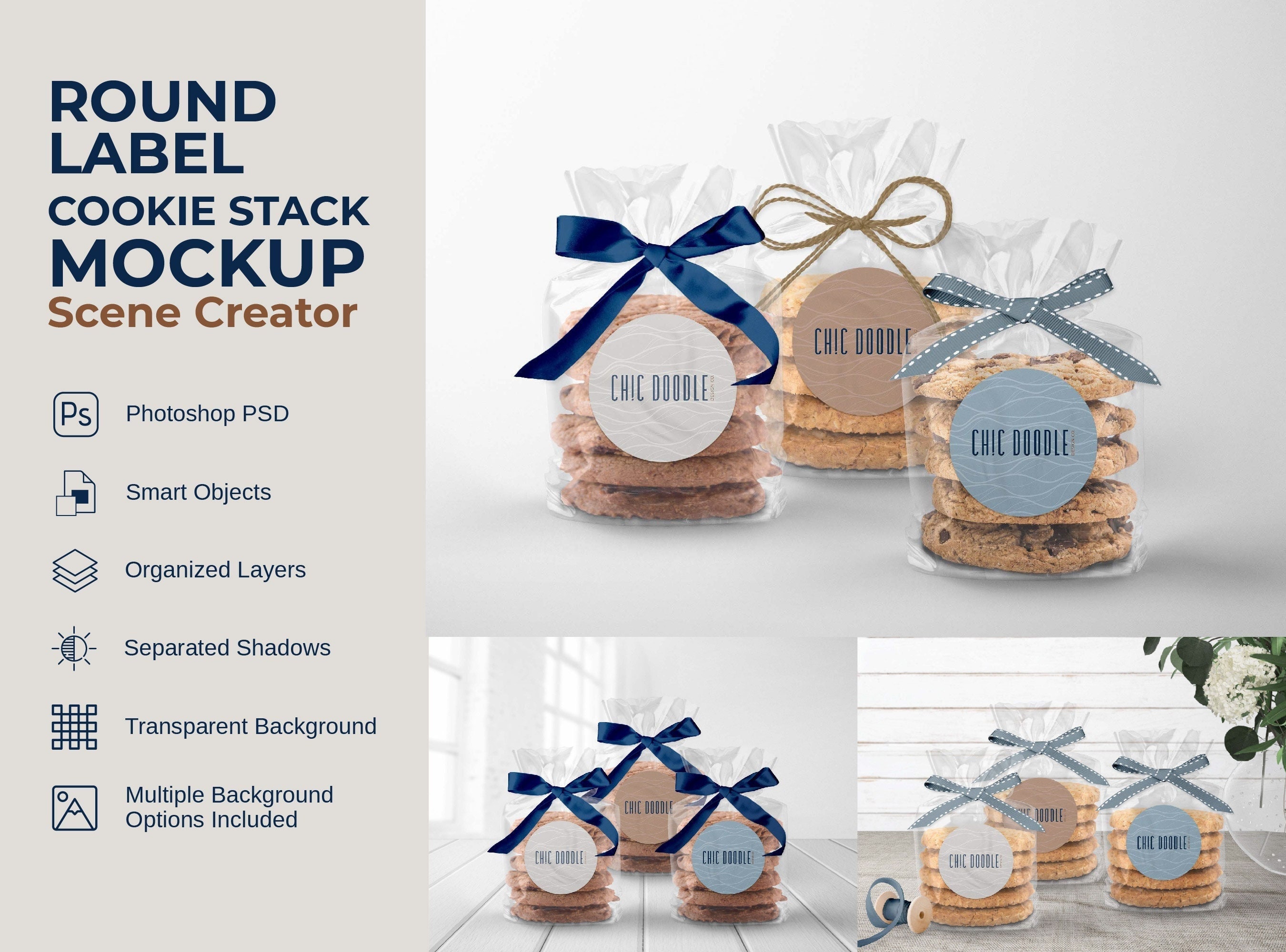 Mockup Scene Cookie Stack Sticker Label Mockup PSD - Etsy
