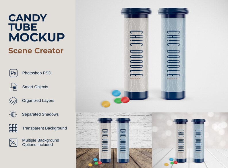 Mockup Scene Candy Tube Label Wrapper Mockup PSD - Etsy