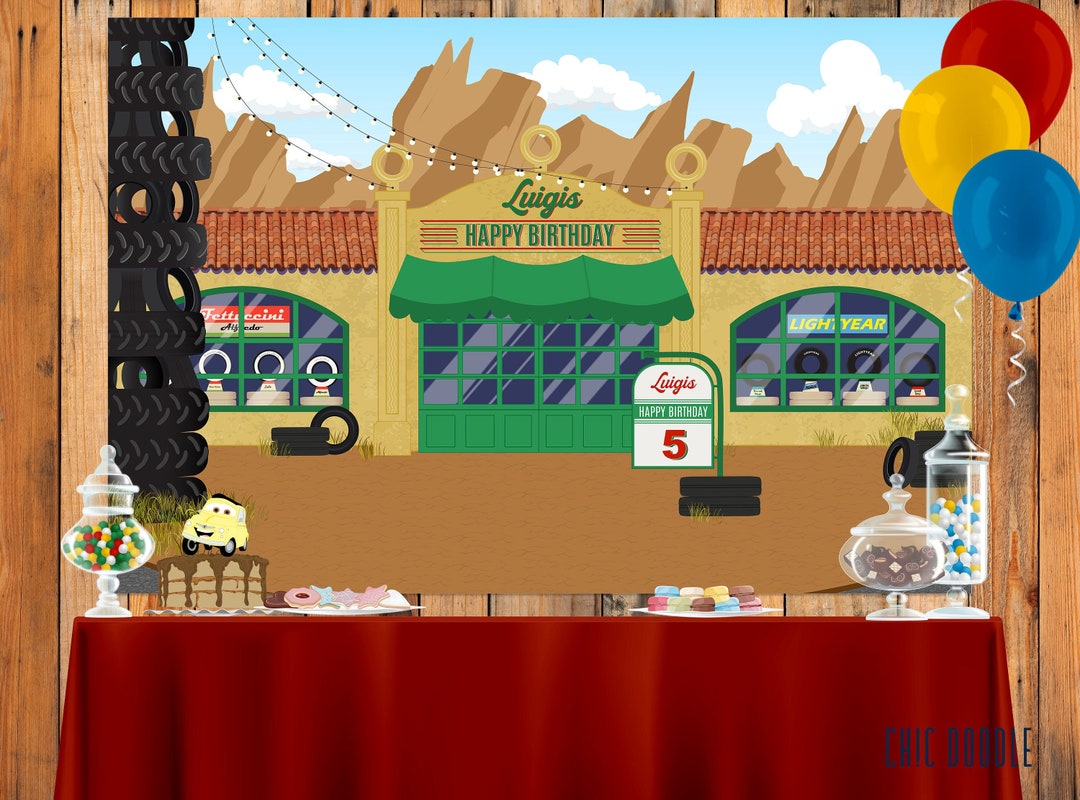 Luigi Radiator Springs Party Backdrop DIGITAL Printable Editable ...
