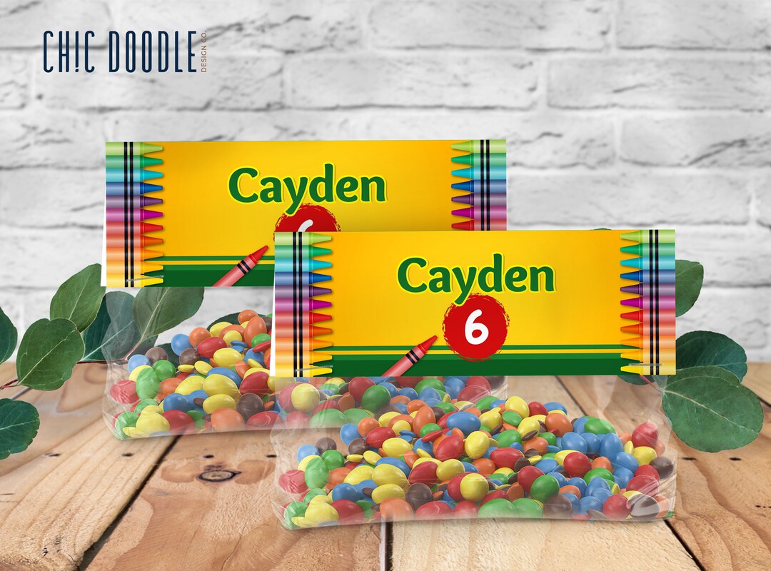 Crayon Art Party Party Bag Toppers DIGITAL Printable Editable Instant ...