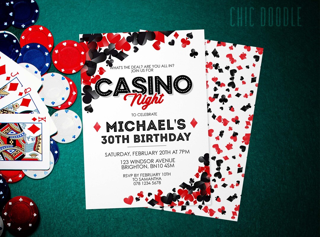 Casino Poker Night Invitation DIGITAL Printable DIY Editable Instant ...
