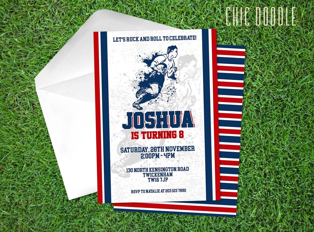 Rugby Invitation DIGITAL Printable DIY Editable Instant Download - Etsy