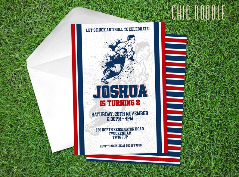 Rugby Invitation DIGITAL Printable DIY Editable - Etsy
