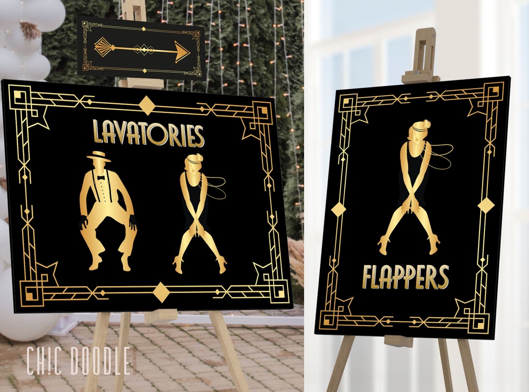 Flapper & Dapper Restroom Sign 8.5x11 12x18 18x24 DIGITAL Printable ...