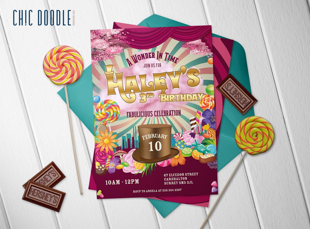 Chocolate Factory Party Invitation DIGITAL Printable DIY Editable ...