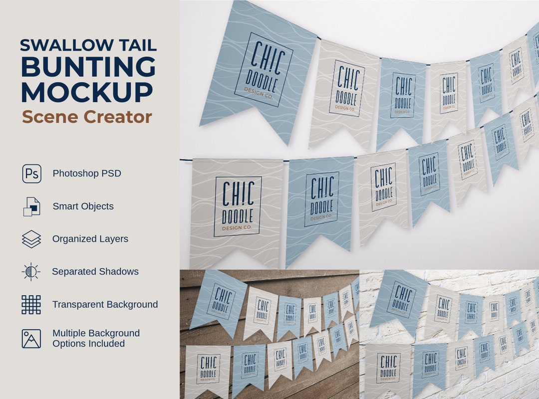 Mockup Scene Bunting Pennant Banner Garland Mockup PSD Photoshop ...