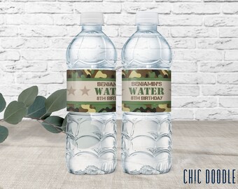 Army Drink Label, Water Bottle Labels Military Birthday Party, Army ...