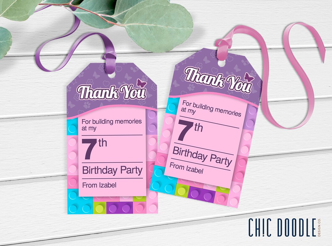 Friends Building Blocks Favor Tags DIGITAL Printable Editable Instant ...