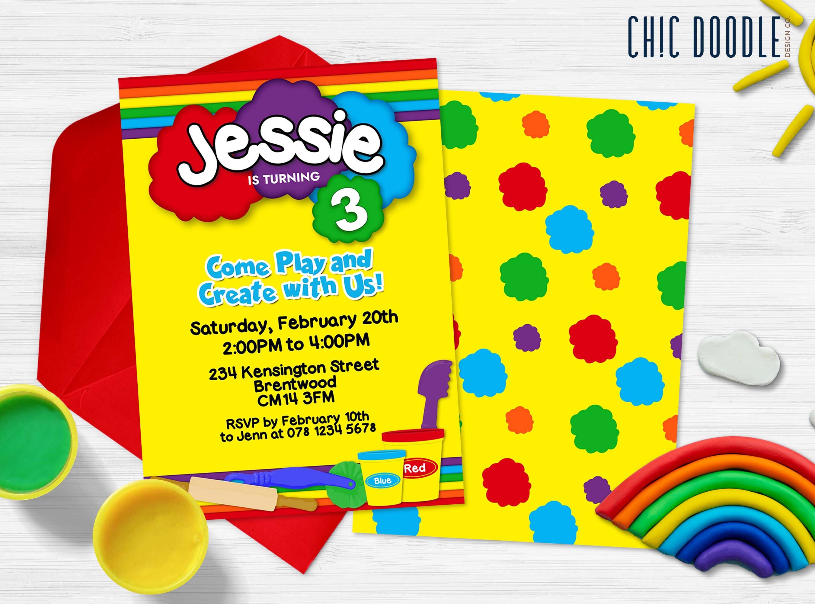 Play Clay Invitation DIGITAL Printable DIY Editable - Etsy