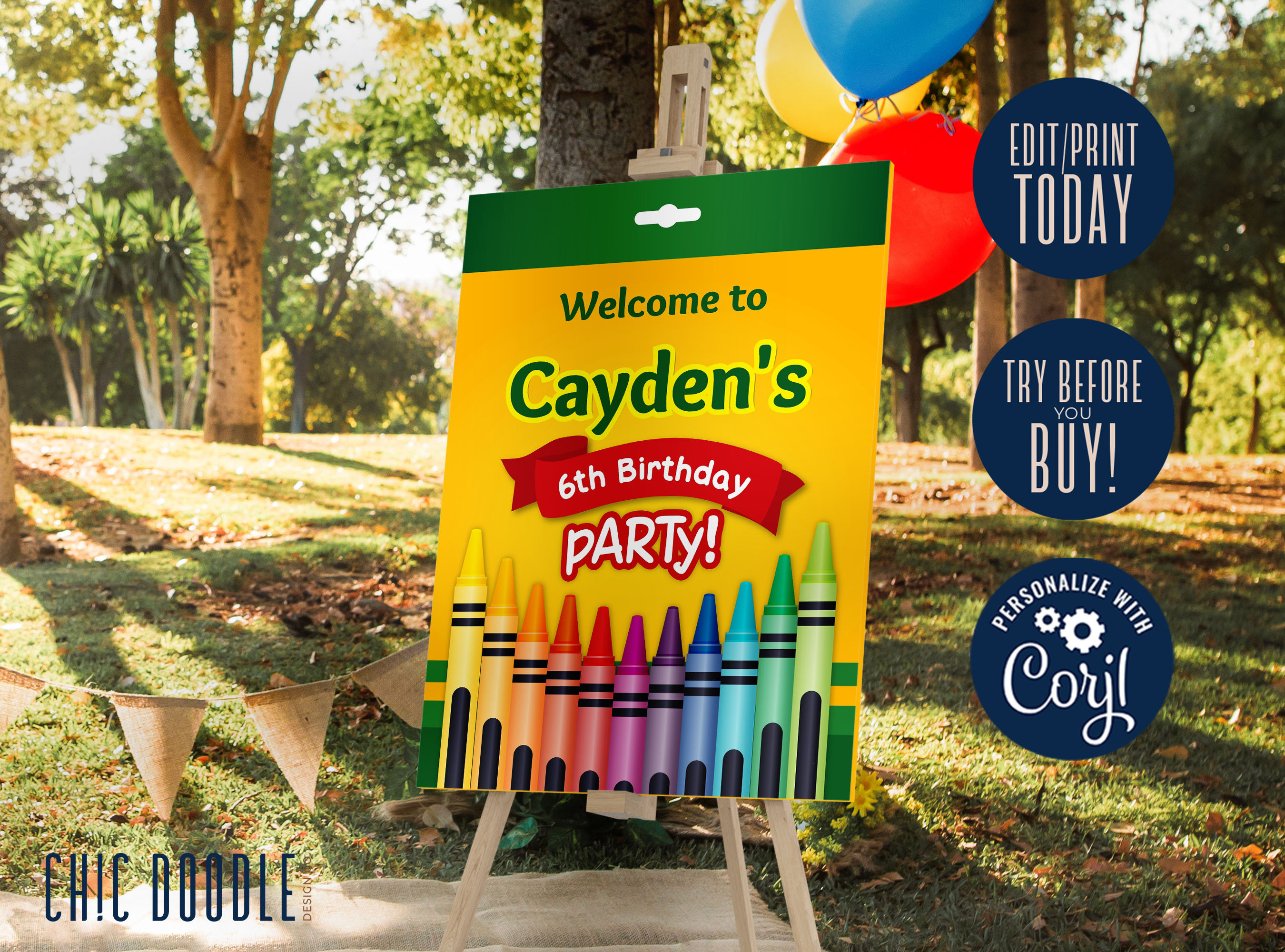 Crayon Art Party Welcome Sign 8.5x11 12x18 - Etsy