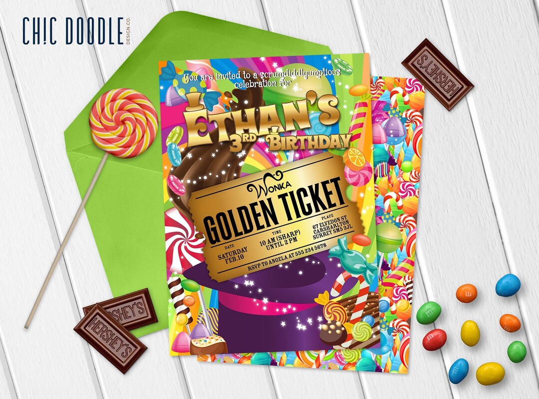 Chocolate Factory Party Invitation DIGITAL Printable DIY Editable ...