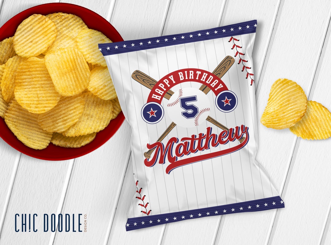 Baseball Chip Bag DIGITAL Printable Editable Instant Download 1st ...