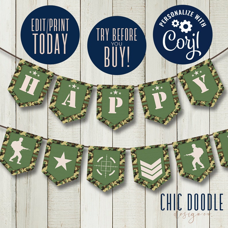 Army Military Camouflage Banner DIGITAL Printable - Etsy