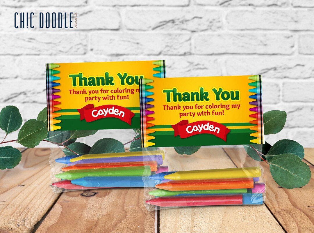 Crayon Art Party 4 Treat Bag Toppers DIGITAL Printable Editable Instant ...