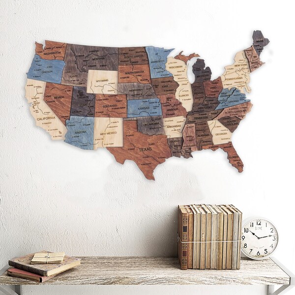 Wood Wall Map Usa - Etsy