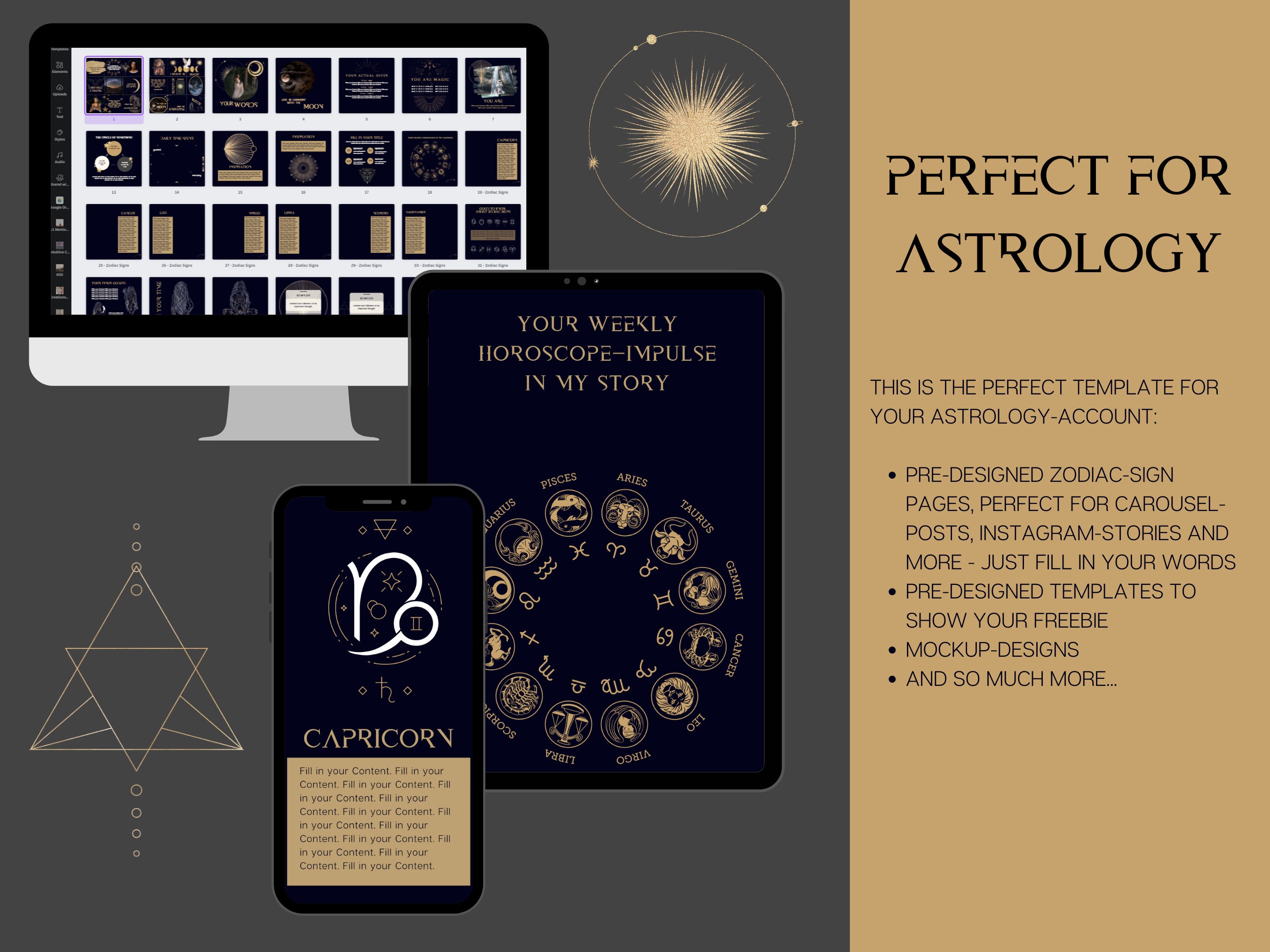 Instagram Posts and Stories Template for Tarot, Astrology, Coaches, Etc ...