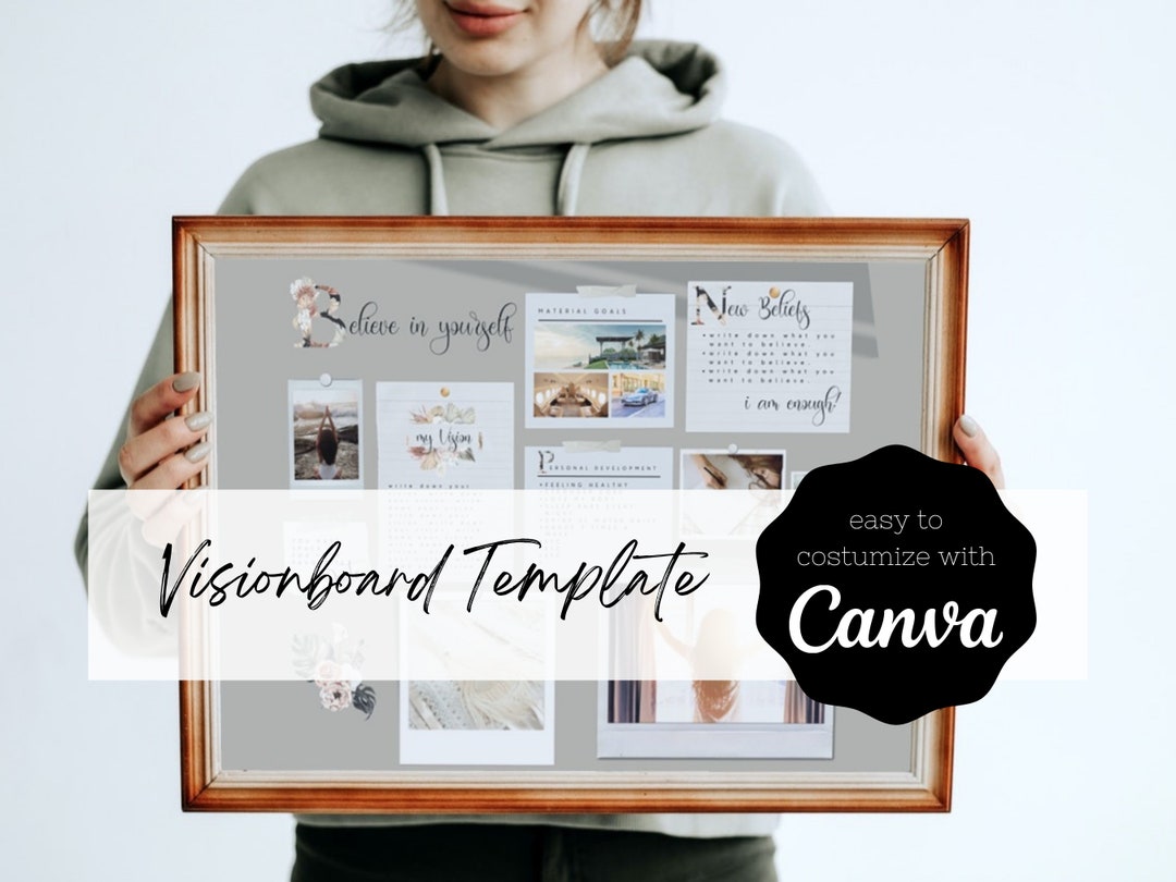 Vision Board Template | Goals Planner | Vision Board Template for Canva ...