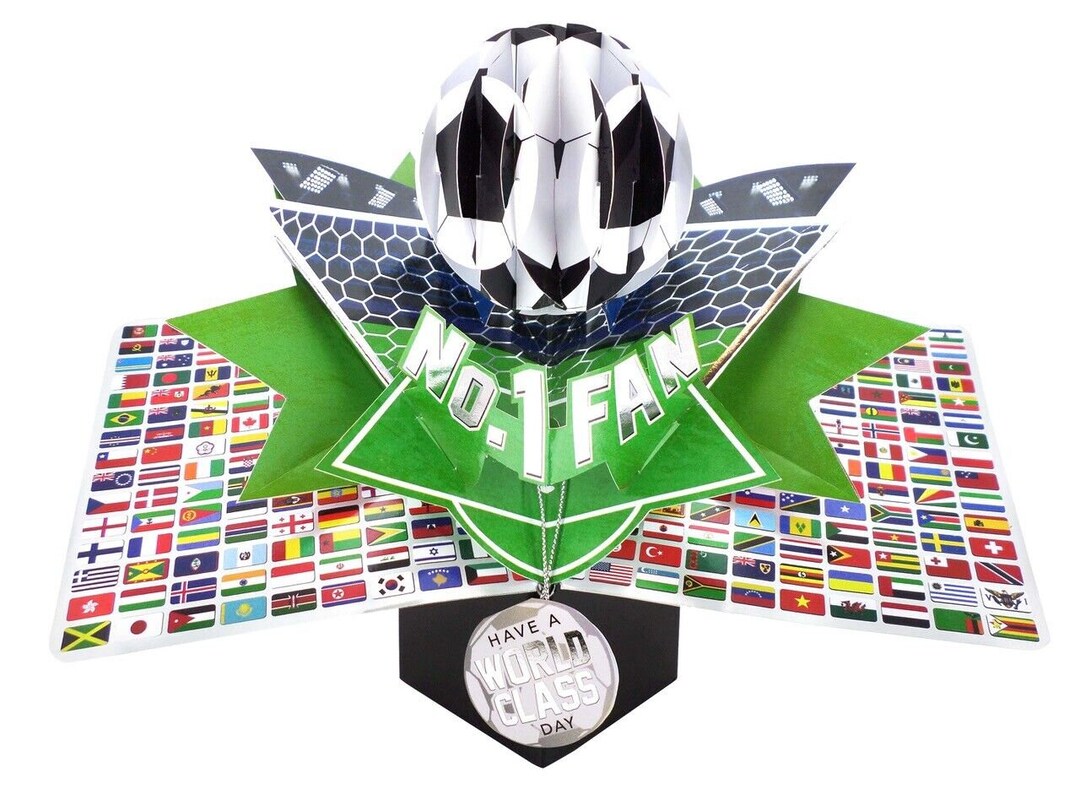 Football 3D Pop up Card - Ball & Flags Birthday Card Perfect for Son ...