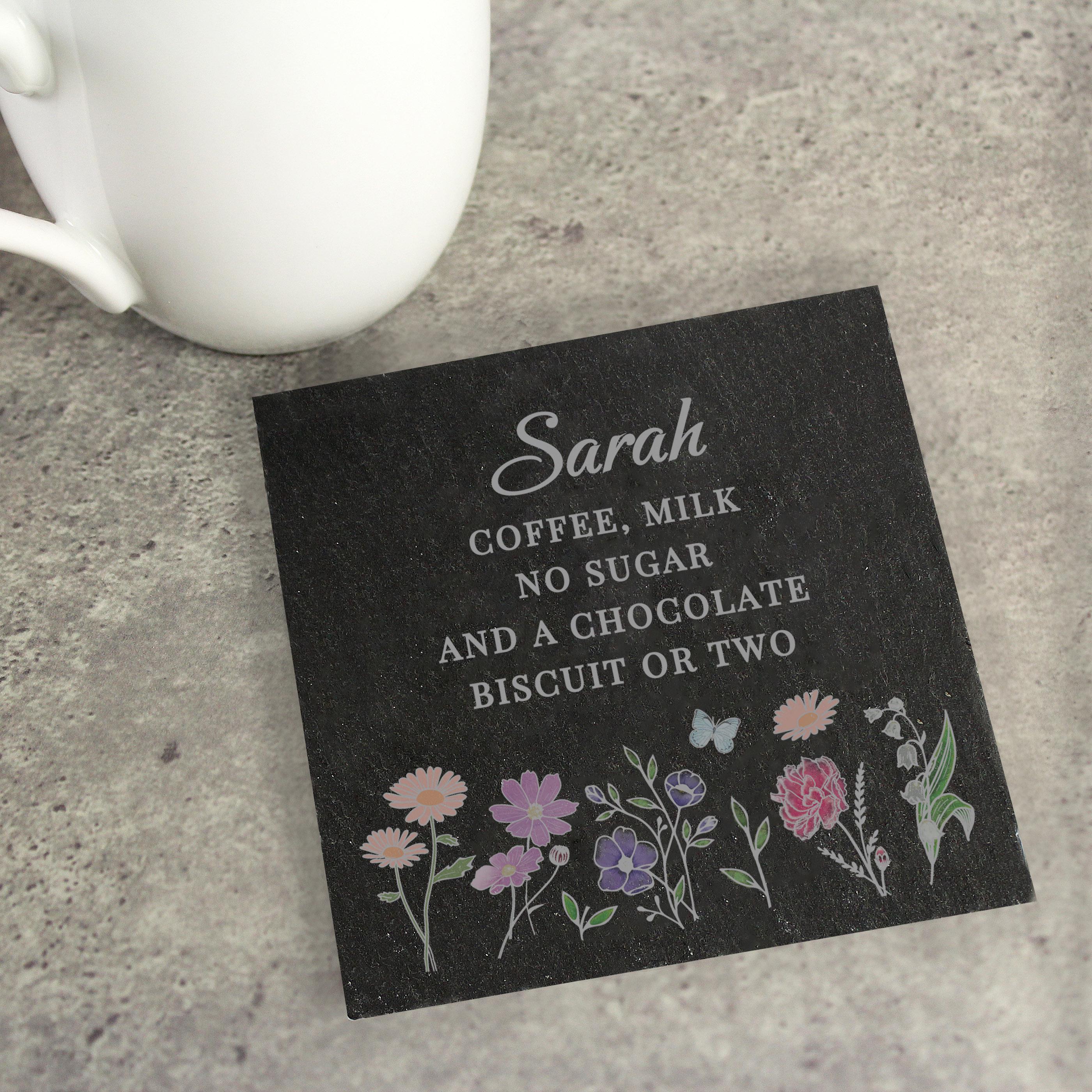 Personalised Happy 85th Birthday Coaster - Slate Wild Flowers Design ...