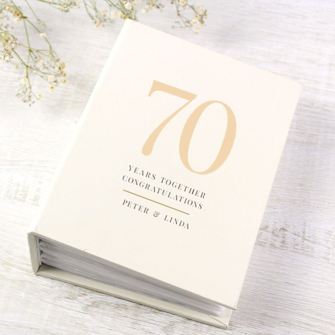 Personalised 70th Platinum Anniversary Traditional Photo Album ...