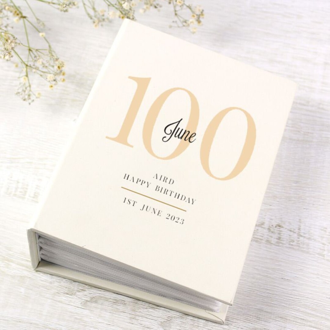 Personalised Age 100 Birthday 6 X 4 Photo Album - 100th Birthday Album ...