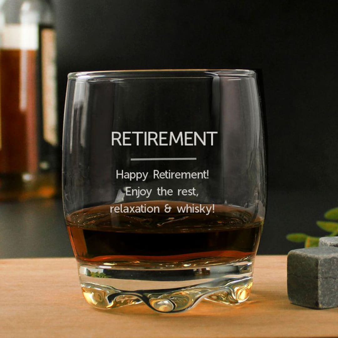 Personalised Engraved Retirement Whiskey Glass Gift - Ideal for Him or ...