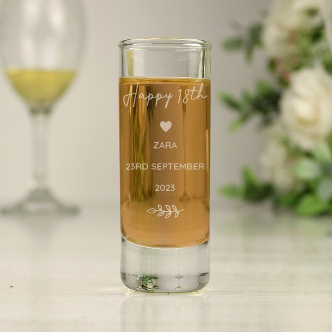 Personalised Happy 18th Birthday Shot Glass - Boxed Birthday 18th Gift ...