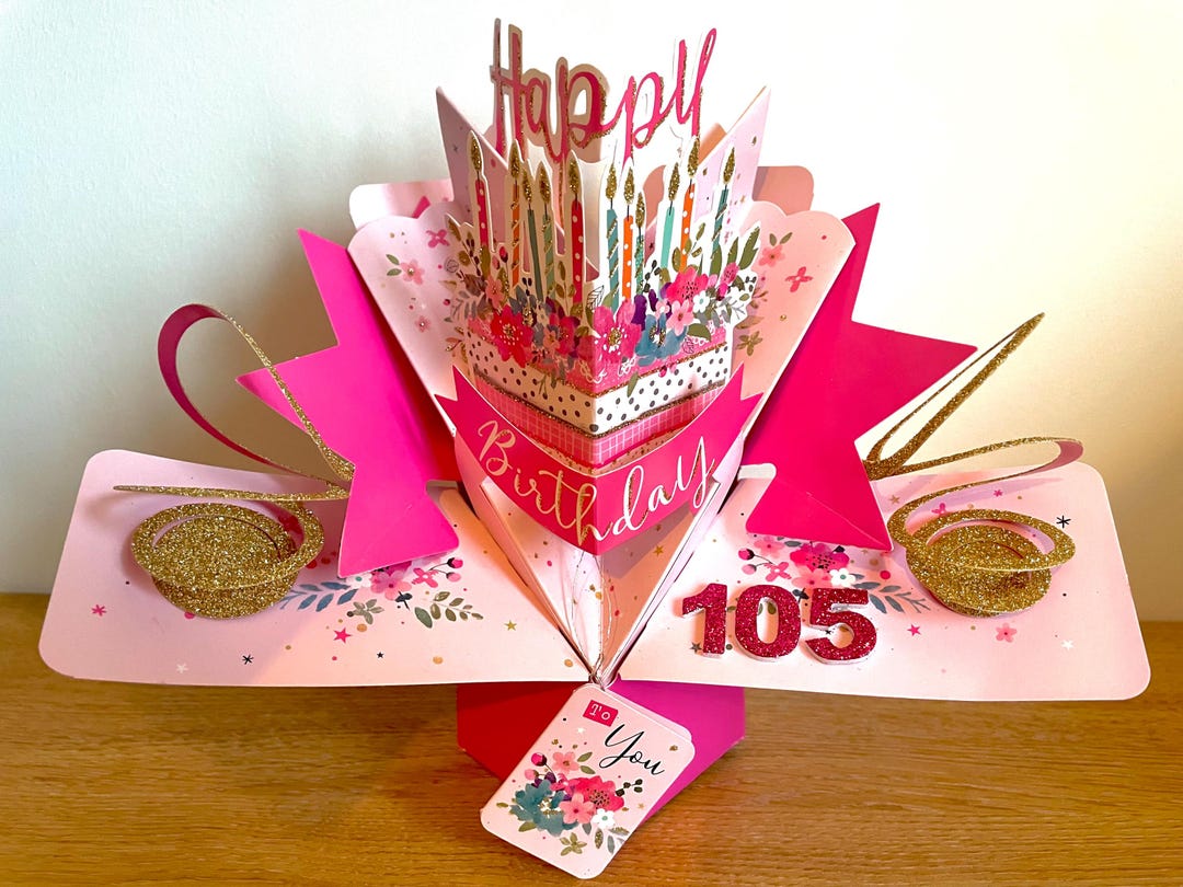 105th Birthday Pop up 3D Card Keepsake Flowers - Female Mum Gran ...