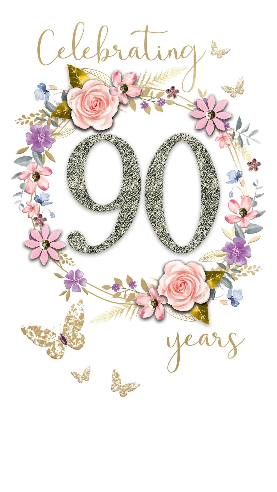 90th Birthday Card 3D Card Age 90 Women Female Pink Friend Mum Grandma ...