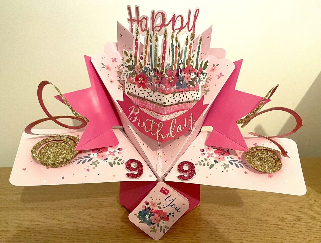 Happy 99th Birthday 99 Today Pop-up 3D Greetings Card for Her Mum Gran ...